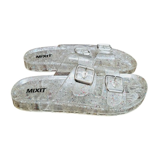 Mixit | Shoes | Mixit Platform Jelly Sandal Size 8 Clear Glitter Silver ...